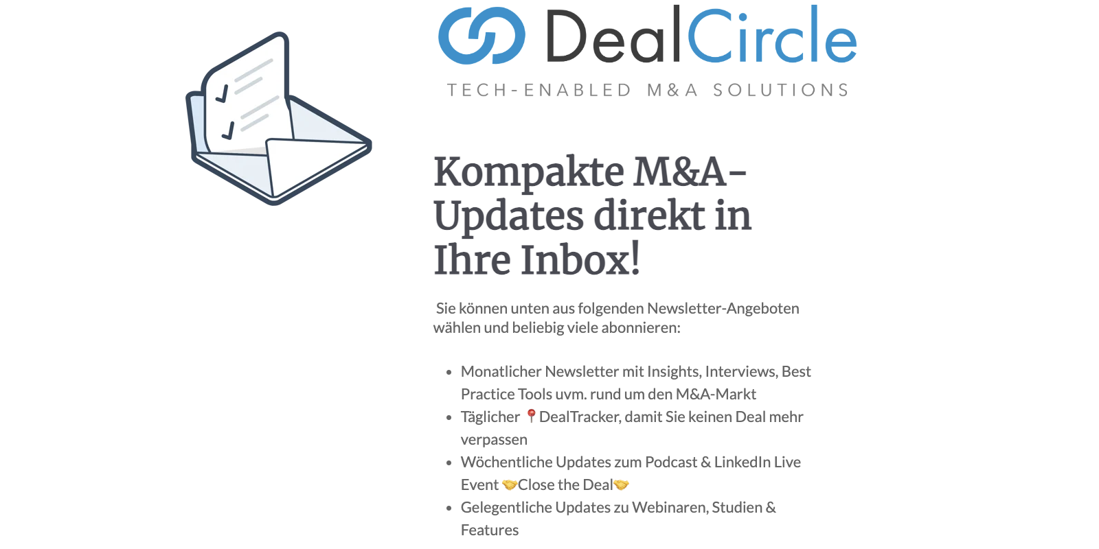 Anmeldung zu allen DealCircle Mailing-Angeboten